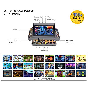 Laptop Arcade Player Counter-top Game Console Retro Home Arcade Mini Arcade Machine 100+ Built-in MAME Arcade Games 7” HD Screen TF Card Supported Favorite for Kids and Adults