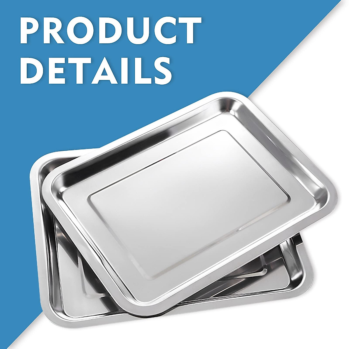 Stainless Steel Tray - EMALLA 5Pcs Stainless Steel Tray 13.7'' X 10.2'' Dental Medical Tray Piercing Instrument Tray Storage Tools Lab Instrument Supplies Stainless Steel Tray(5PCS)