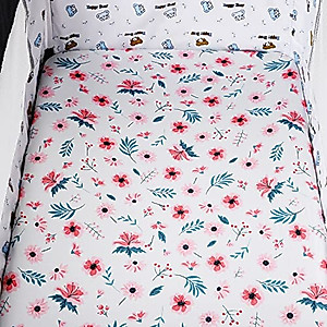 Tontukatu Bassinet Sheet Set 2 Pack Snug Fitted Cradle Fitted Sheets , Stretchy Ultra Soft , for Oval Rectangle Hourglass Bassinet Mattress , Unisex Boy Girl , Floral & Pink