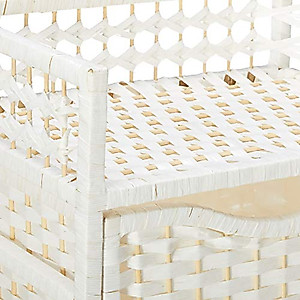 Oriental Furniture 46" Natural Fiber Chest of Drawers on Wheels - White