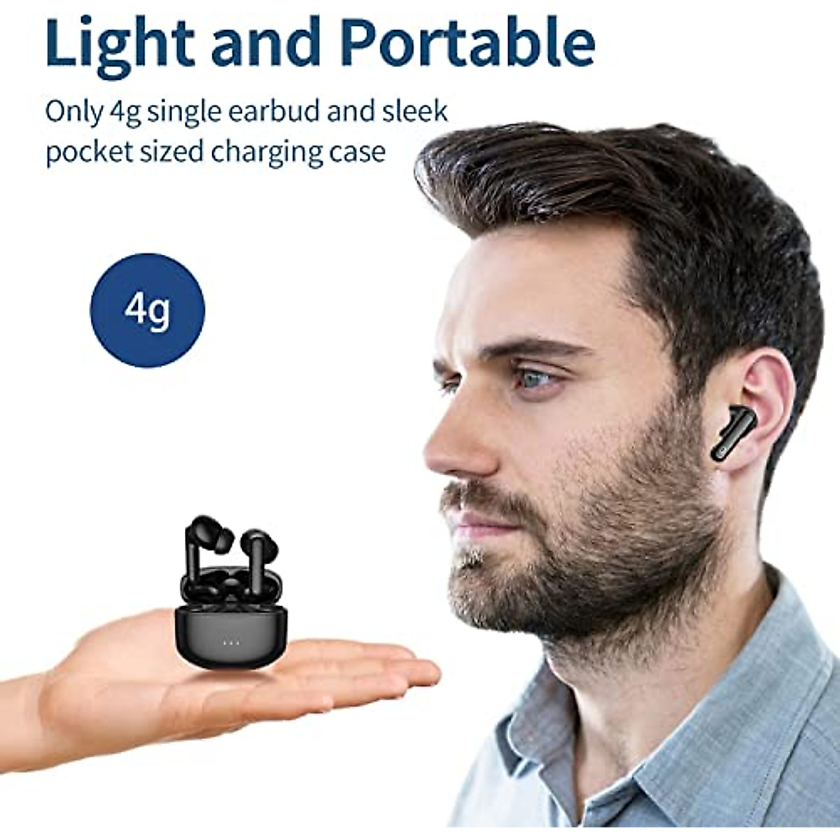 A40 Pro Wireless Earbuds, 50Hrs Playtime Bluetooth Earbuds Built in Noise Cancellation Mic with Charging Case, Bluetooth Headphones with Stereo Sound, IPX7 Waterproof Ear buds for iPhone and Android
