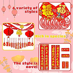 Chinese New Year Decorations 2023 Rabbit Year Decorations Chinese New Year Couplets Lunar New Year Decorations 2023 for Spring Festival Party Chinese New Year Decorations Red Envelopes Red Lanterns