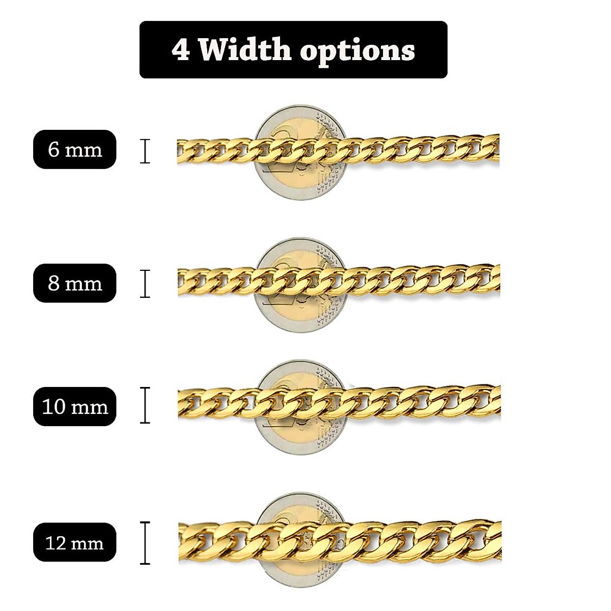 Sanglarst Gold Chain Necklace, 22 Inch Golden Ultra Luxury Looking Feeling Real Solid 14K Gold plated Curb Fake Neck Chain for Party Dancing (Gold 1CM)