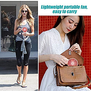 LCJMMO Mini Handheld Fan Powerful Small Personal Portable Fan with Lanyard, 3 Speeds Adjustable USB Rechargeable Battery Operated Cooling Fan for Indoor Outdoor Household Home Office Traveling , Pink