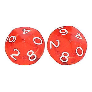 Teaching Dices, Numbers Dices 10 Side Plastic for Board Games (Red)