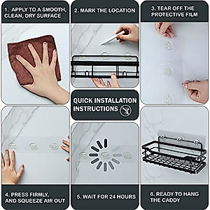 WeeProp 2 Packs Strong Sticky, Replacement Adhesive Sticker Hook,Waterproof Heavy-duty Sponge Holder Adhesives for Shower Caddy Basket Shelf, No Drilling Bath Transparent Adhesive Pad(10.2 x 2.76inch)