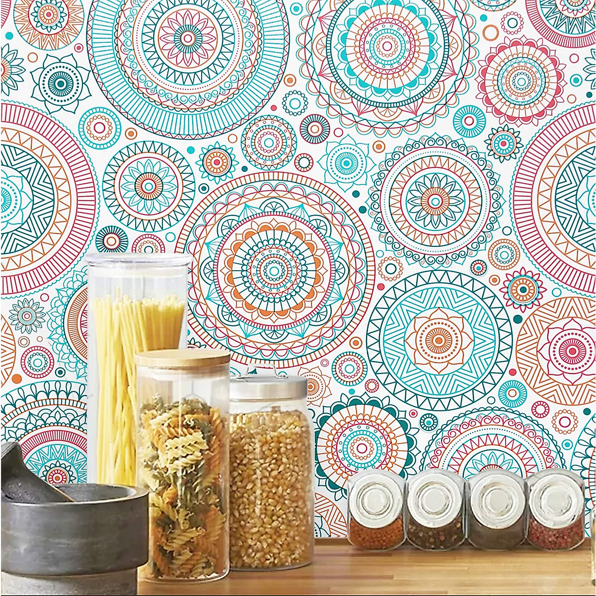 CiCiwind Peel and Stick Wallpaper Cute Contact Paper Colorful Wallpaper Fun Kitchen Contact Paper Decorative Self-Adhesive Wallpaper Removable Waterproof Easy to Clean Wall Covering 17.7''x78.7''