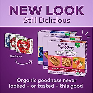 Plum Organics Sandwich Bars | Jammy Sammy | Variety Pack | 6 Count | Organic Snack for Kids, Toddlers | New Look, Packaging May Vary