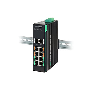 LINOVISION Industrial 8-Port Full Gigabit Managed POE Switch with 2 SFP Uplinks, L2 Management, RS485 Serial Port, 4 BT 90W PoE Ports, Total PoE Budget 360W, Q-PoE and P-PoE Without Interruption