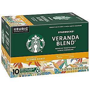 Starbucks Veranda Blend Blonde, K-Cup Portion Pack for Keurig K-Cup Brewers, 10-Count (Pack of 2)