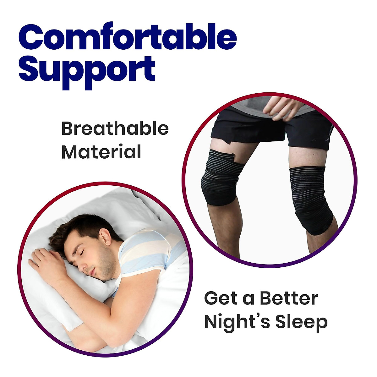 Elastic Knee Compression Sleeve Bandage Wraps | Knee Support Straps for Legs, Thighs, Hamstrings Ankle & Elbow Joints Reduce Swelling | Lymphatic Relief & Elastic Bandage | Women & Men (Small 59 Inch)