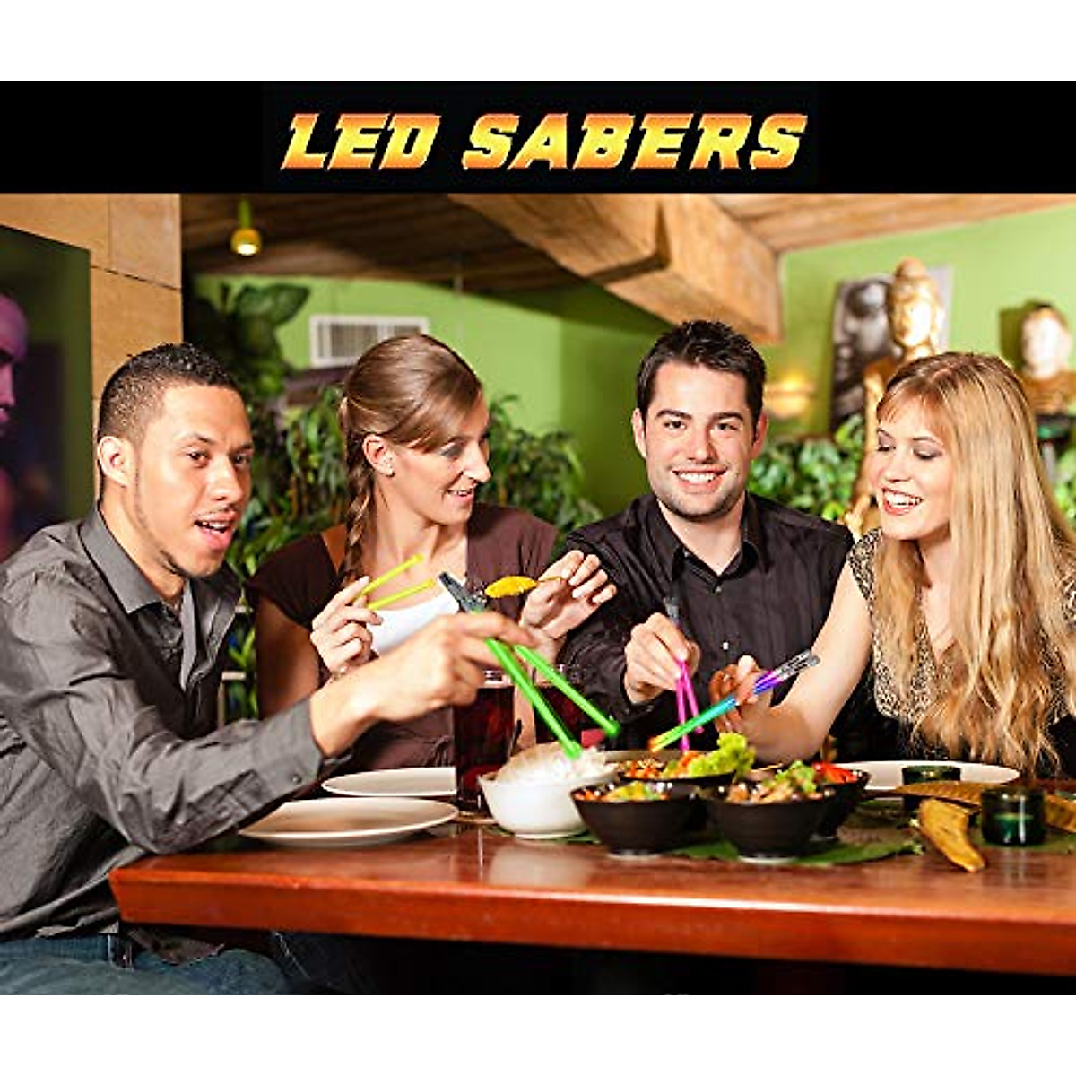 LIGHTSABER CHOPSTICKS LIGHT UP STAR WARS LED Glowing Light Saber Chop Sticks REUSABLE Sushi Lightup Sabers-Removable Handle Dishwasher Safe-Premium GIFT BOX & CARRY CASE Included-8 COLOR MODES-4 PAIRS