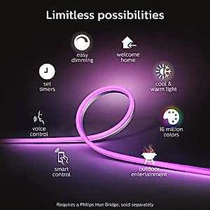 Philips Hue Outdoor 7-Foot Smart LED Light Strip - White and Color Ambiance - 1 Pack - Requires Hue Bridge - Weatherproof - Control with Hue App - Works with Alexa, Google Assistant and Apple HomeKit