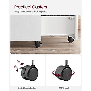 VASAGLE 2-Drawer File Cabinet, Locking Filing Cabinet for Home Office, Small Rolling File Cabinet, Printer Stand, for A4, Letter-Size, Assembly Required, Honey Brown and Ink Black ULCD027T46V2