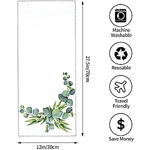 Watercolor Hand Painted Wreath Hand Towel - Green Eucalyptus Leaves Print Bath Bathroom Towel Highly Absorbent Soft Hand Towels