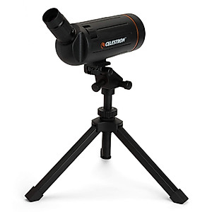Celestron – Mini MAK 70mm Angled Spotting Scope – Maksutov Spotting Scope – Great for Long Range Viewing – 25–75x Zoom Eyepiece – Multi-Coated Optics – Rubber Armored – Tabletop Tripod Included,Black
