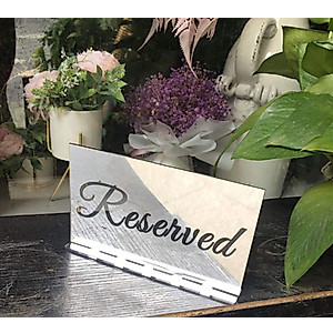 Set of 2 Acrylic Mirror Reserved Table Sign, Acrylic Freestanding Decoration, Acrylic Free Standing Reserved Wedding Signs (Silver)