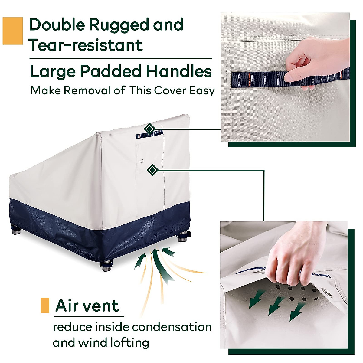 Time Forest 2 Pack Outdoor Chair Covers 100% Waterproof Patio Furniture Covers,Heavy Duty Patio Chair Covers for outdoor furniture,Lawn Outdoor Furniture Cover Waterproof,Fog/Navy 34Wx39Dx34H Inch