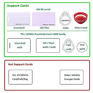 RFID Reader 125KHz Reader Reads Both 1326 Family Proximity Cards & EM4100 ID Card USB Reader Emulae Keyboard for Linux Android Win iOS + 2Pcs Card