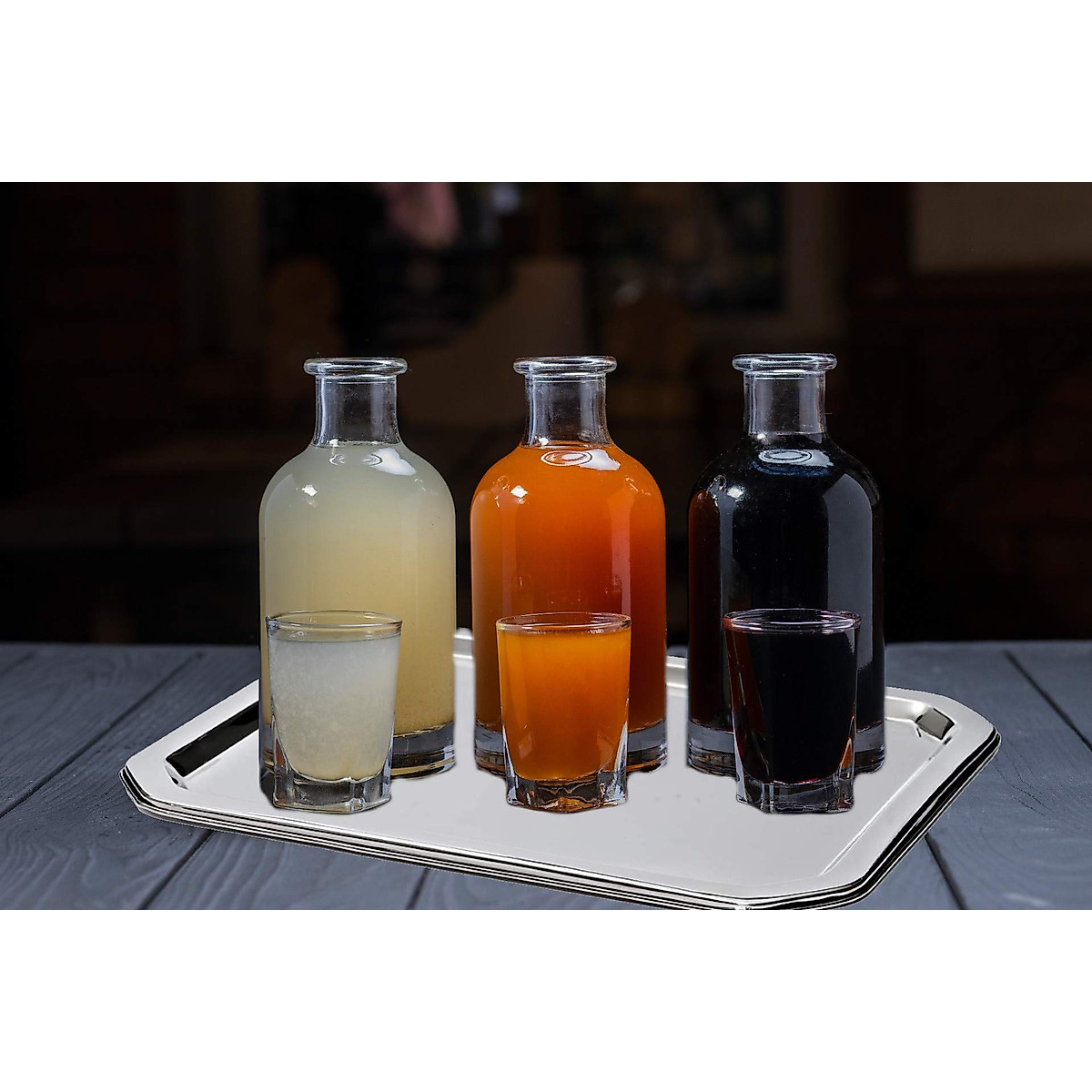 Bezrat Stainless Steel Food Serving Tray – Rectangular Decorative Mirrored Serveware Platter - Medium (15" x 12")