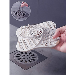 Bathroom Drain Cover, Hair Catcher Drain Strainer Covers for Shower, Swirl Square Silicone Bathtub Hair Stopper for Bathroom Kitchen, Bathtub Sink Strainer Filter with Suction Cups