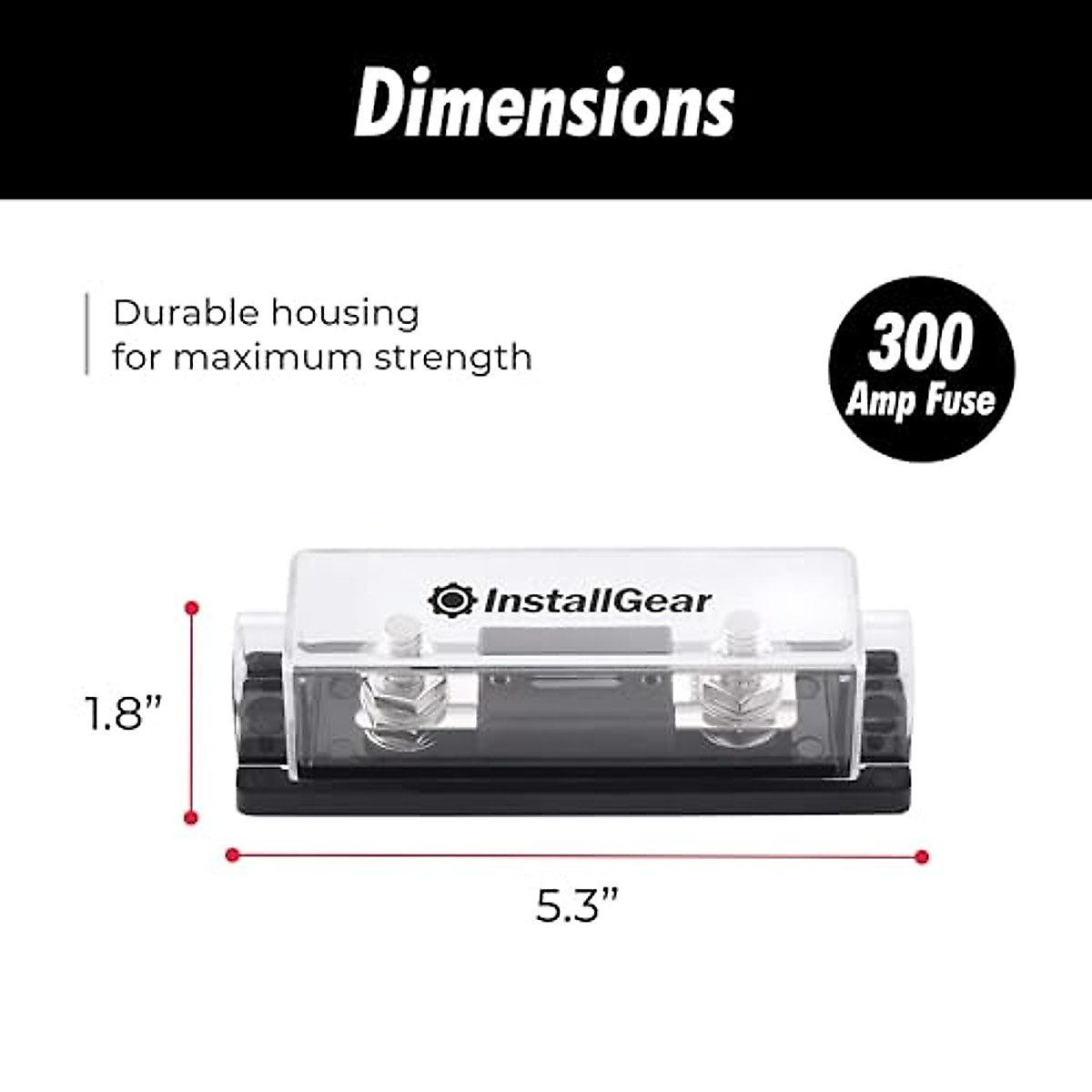 InstallGear - Fuse Block with ANL Fuse Holder and Clear Cover - 2 Pack, 300Amp Fuses for Secure Circuit Protection - Universal Fuse Box for 0-10 Gauge Terminals, Automotive Applications