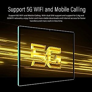 10.1in Tablet, 5G WiFi Tablet, 8 Core CPU 2.4 5G WiFi Dual Band Tablet,8MP 20MP Dual Camera Calling Tablet, 6800mAh Tablet for Video, Reading, Playing Games