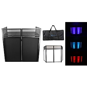 Rockville ROCKBOOTH XL DJ Event Booth Facade w/Built in 24” x 48” Table + Travel Bag + Scrims