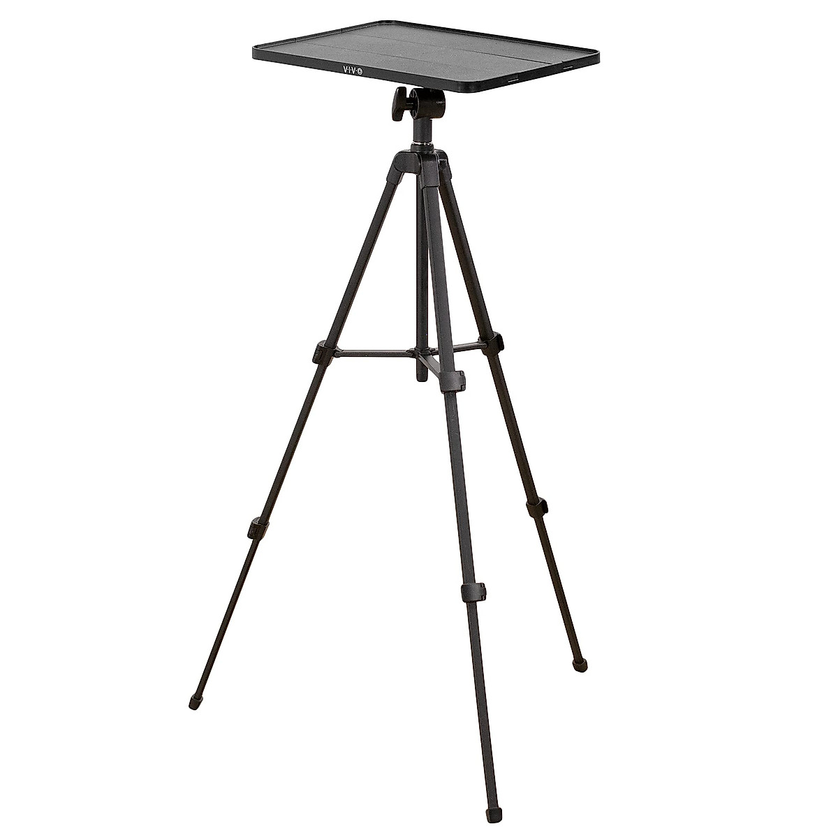 VIVO Universal Aluminum Tripod Folding Projector Stand, Height Adjustable Tilting Laptop Stand with Tray, Nylon Bag Included, for Home and Office, Black, STAND-VP01T