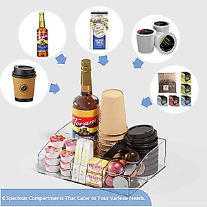 Neatsure Coffee Bar Station Organizer, Acrylic Countertop Holder for Pods, Condiments, Stirrers, Snacks, Tea, Bar Accessories, Gift for Lovers, Clear
