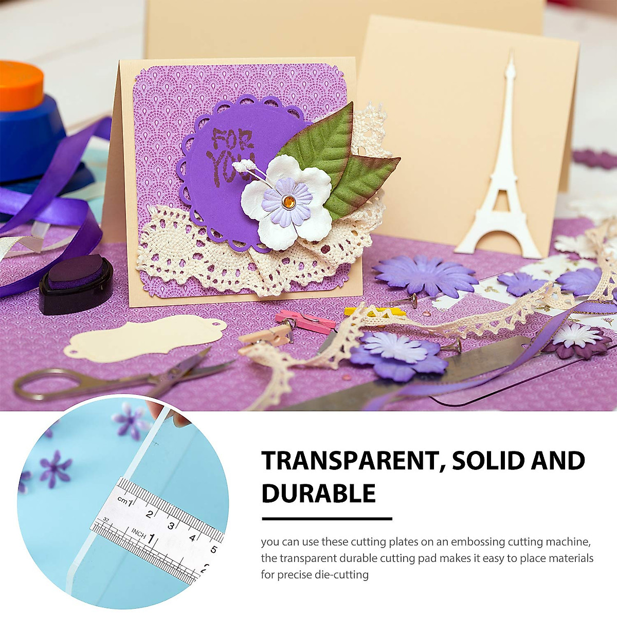 Transparency Acrylic Cutting Pads Die Cutting Plates for Embossing Crafting (4 Pieces, 8.7 x 6.1 Inch)