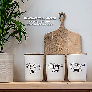 106 Pantry Labels Stickers by 7 Ruby Road for Kitchen Organization and Storage. Clear Water Resistant, Farmhouse Cursive Script for Food Canisters, Containers, Mason Jars for flour, sugar, coffee