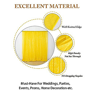Yellow Glitter Backdrop Curtain Photo Backdrop 4FTx7FT Sequins Shimmer Curtains for Backdrop -1011E