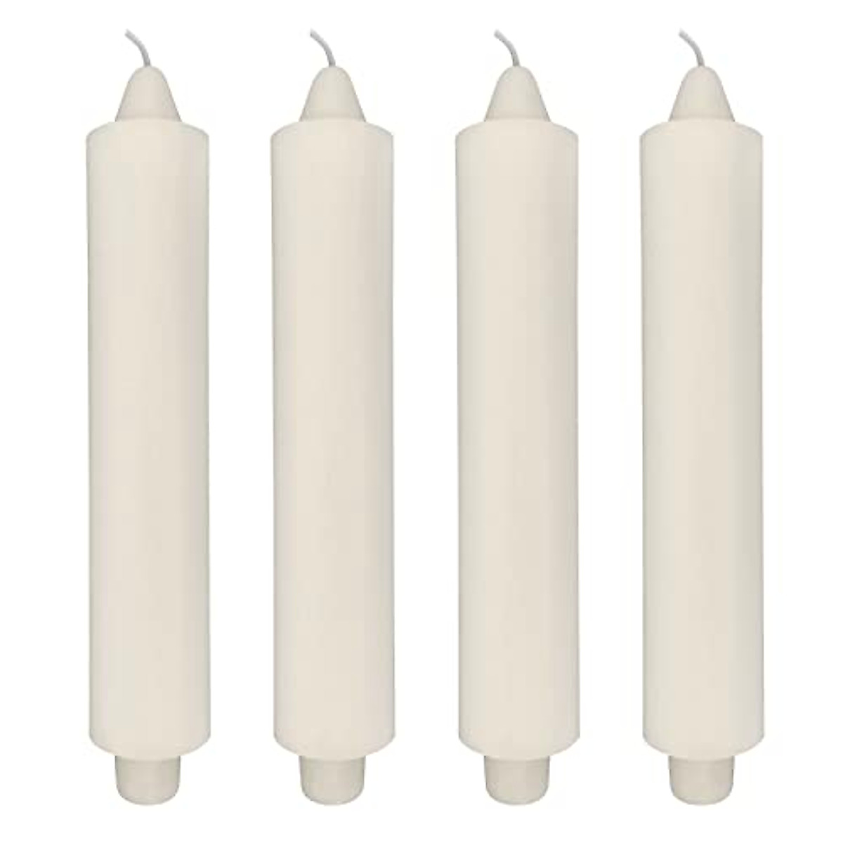 4 Pack Unscented Club Candles 9" x 1½" with 7/8" Base Fits Standard Candle Holder Including The Booklet "Candle Factoids Trivia & Safety Guidelines" Made in The USA (Ivory)