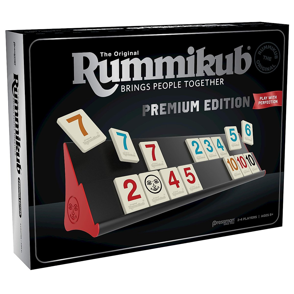 Rummikub Premium Edition by Pressman - Features Racks - Large Number Engraved Tiles and a Storage Bag for The Ultimate Rummikub Experience by Pressman , Silver