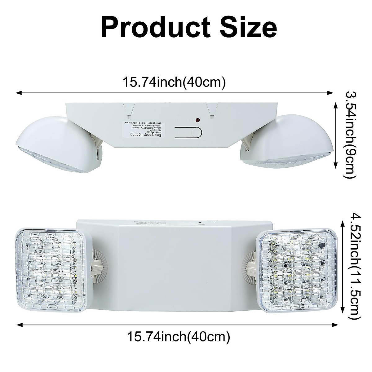 24 Pack Emergency Light Fixture, Commercial Emergency Lights with Battery Backup, Square 2 Head Adjustable LED Emergency Light for Home Power Failure Business, Emergency Exit Light AC 110V-277V