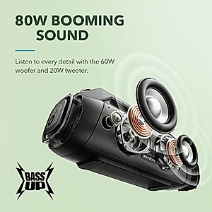 Soundcore Anker Motion Boom Plus IP67 Outdoor Speaker, 80W Stereo Sound, Custom EQ & BassUp, USB-C, Bluetooth, Built-in Power Bank, Waterproof Bluetooth Speaker for Camping, Pool, Beach, and Backyard