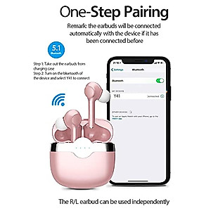 YHT Earbuds Wireless Bluetooth 5.3 Ear Buds 4-Mics Clear Calls ENC Noise Cancelling Earphones 30H Playtime Deep Bass Ear Buds Waterproof Sports Earbud & in-Ear Headphones for iPhone Android (Pink)