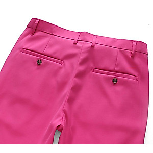 UNINUKOO Mens Dress Pants Slim Fit Solid Color Skinny Trousers Classic Business Casual Wedding Suit Pants US Size 29W x 30L Pink