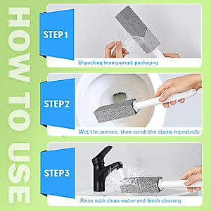 Maryton Pumice Stone for Toilet Cleaning with Extra Long Handle, 1 Cleaning Handle with 6 Cleaning Stones Refills, Easily Removing Stubborn Hard Water Stains Buildups