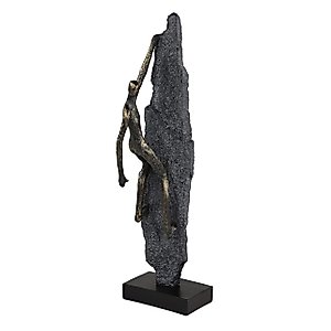 Deco 79 Polystone People Decorative Sculpture Climbing Home Decor Statue, Accent Figurine 6" x 5" x 19", Bronze