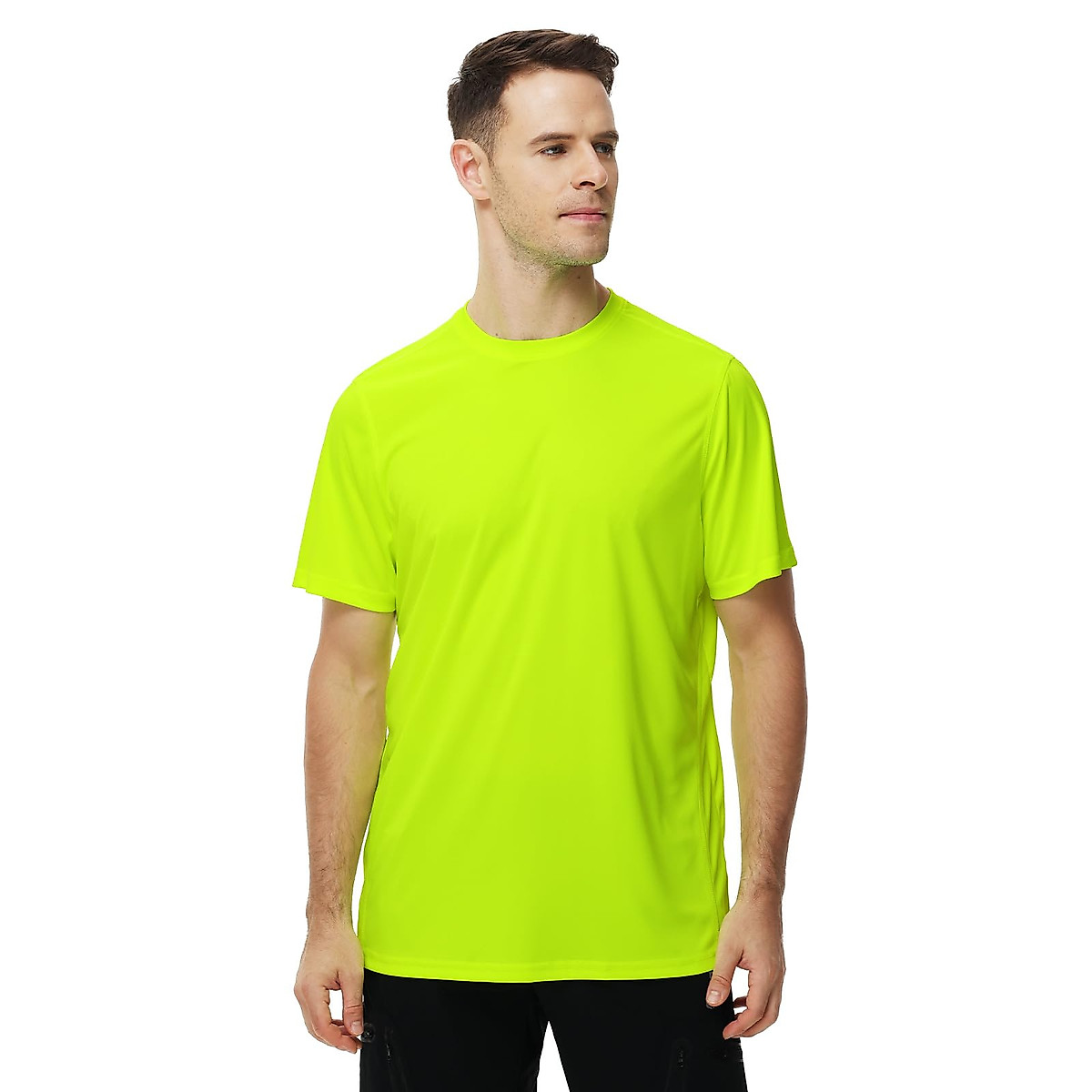 Mens Soft Classic Performance T Shirts for for Running, Fishing, Hiking,Causal Short Sleeve HI VIZ Yellow-XL