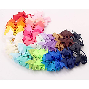 Baby Hair Ties with Bows,50pcs 2inch Baby Hair Bows Durable Rubber Bands Ponytail Holders Toddler Essential Hair Accessories for Infants Baby Girls in Pairs