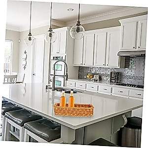 UPKOCH Desk Topper 4 pcs Jars Rattan Desk Kitchen Rural Chopsticks Organizer for Square Pantry Utensil Bag Style Fork Desktop S Jar Snack Cabinets Household Rustic Shelves Woven Baskets