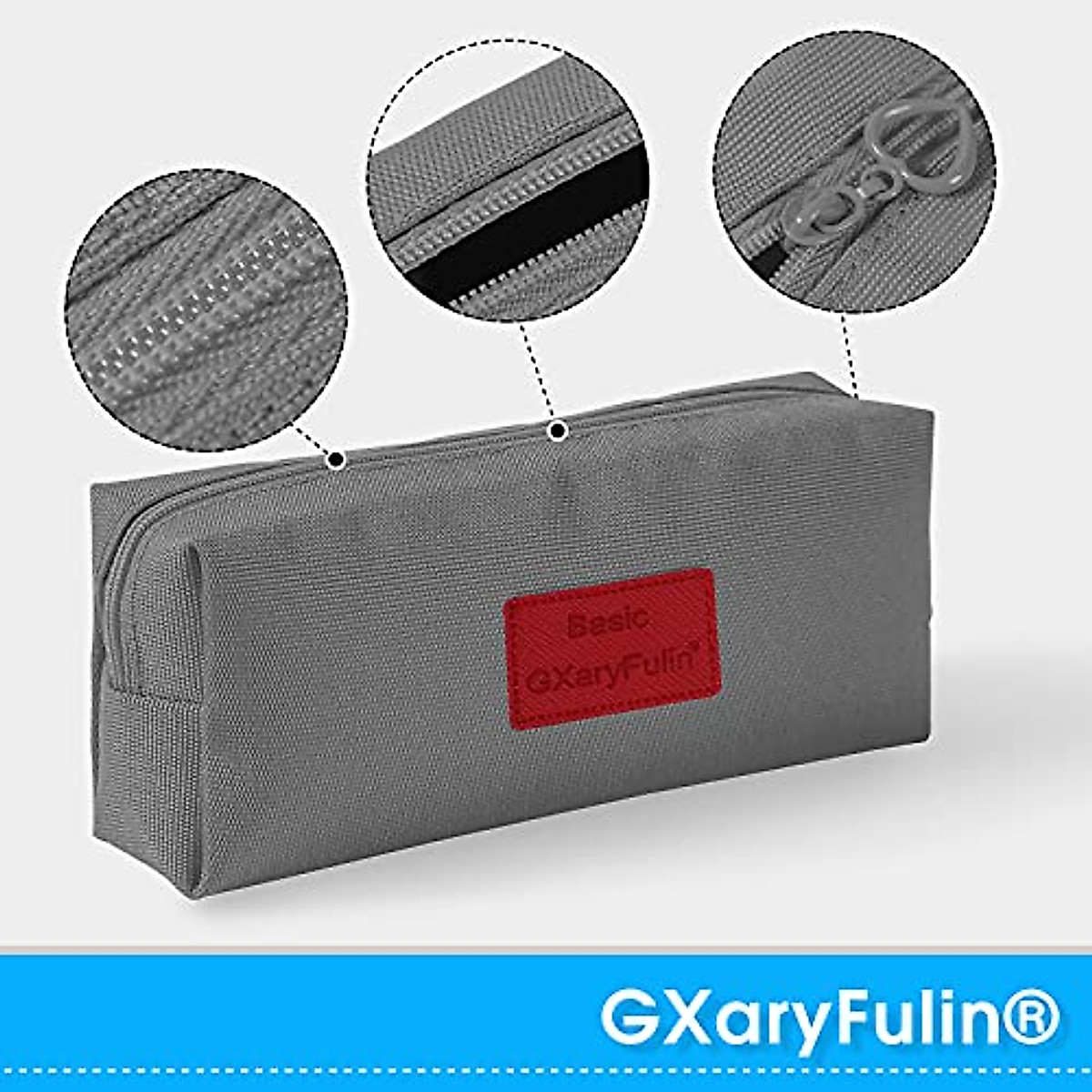 GXaryFulin Small Pencil Case for Student, Basic Pencil Pouch (Grey)