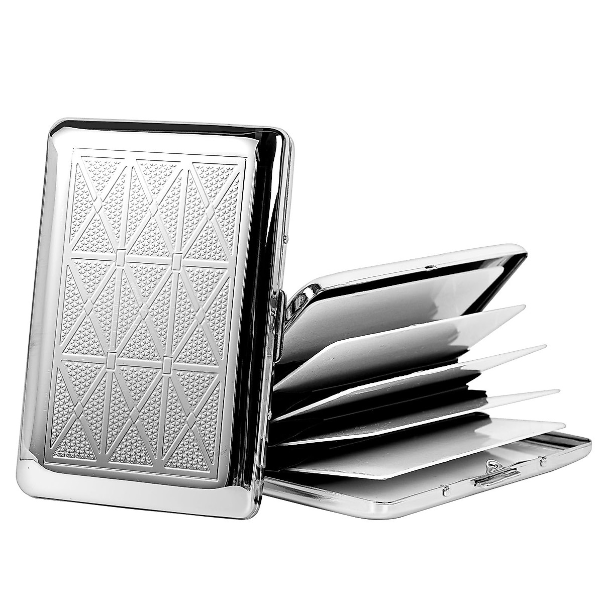 EYIDADAE RFID Credit Card Holder Protector Metal Credit Card Wallet Business Card Holder for Women and Men-Can Hold 5 Bank Cards (Silver)