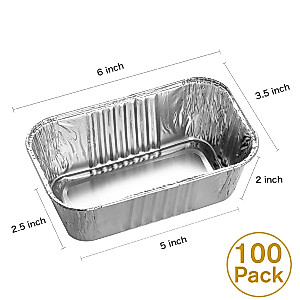 MOACOCK 100 Pack Aluminum Mini Loaf Baking Pans, 1 Lb Heavy Duty Disposable Loaf Pans, 6 x 3.5” Thick Foil Bread Pans for Baking Holiday Treats Food Storage and Takeout