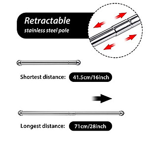 2 Pieces Hanging Closet Rod, Adjustable Width and Height, Clothes Hanging Bar Closet Organizer Rod Double Closet Rod Poles for Hanging Clothes Indoor Outdoor Closet Space-Saving (Stainless Steel)