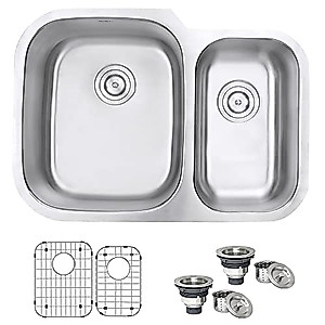 Ruvati 29-inch Undermount 60/40 Double Bowl 16 Gauge Stainless Steel Kitchen Sink - RVM4500