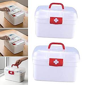 Menolana 2x Multi Purpose Medical First Aid Box Container Household Bin Portable Detachable Tray Storage Box Organizer for Sewing Office Car Hiking